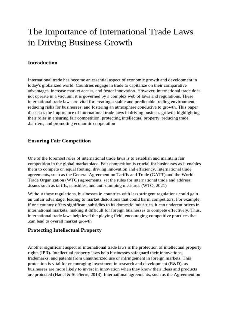 The Importance of International Trade Laws in Driving Business Growth ...
