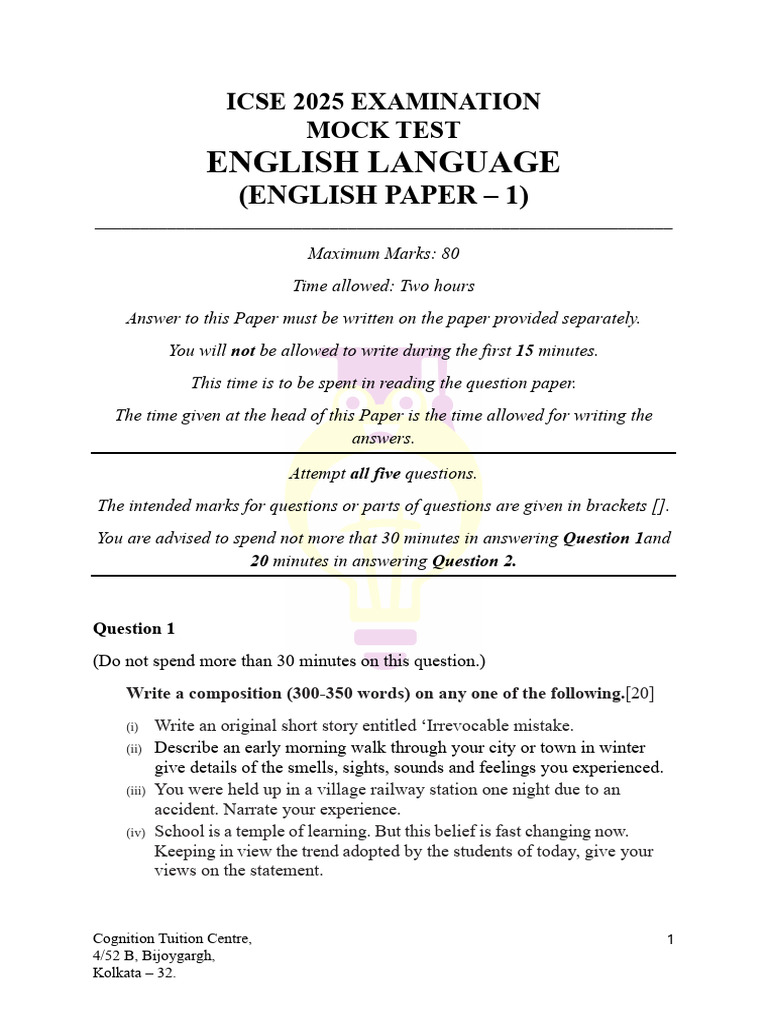 2025 Mock 2 English Language | PDF