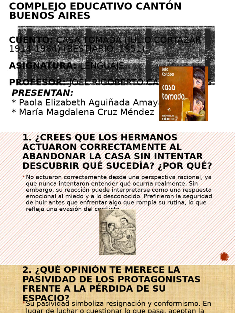 Presentacion de La Casa Tomada | PDF | Temor
