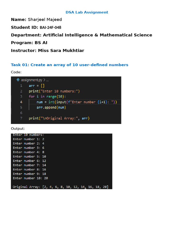 DSA Lab Assignment | PDF