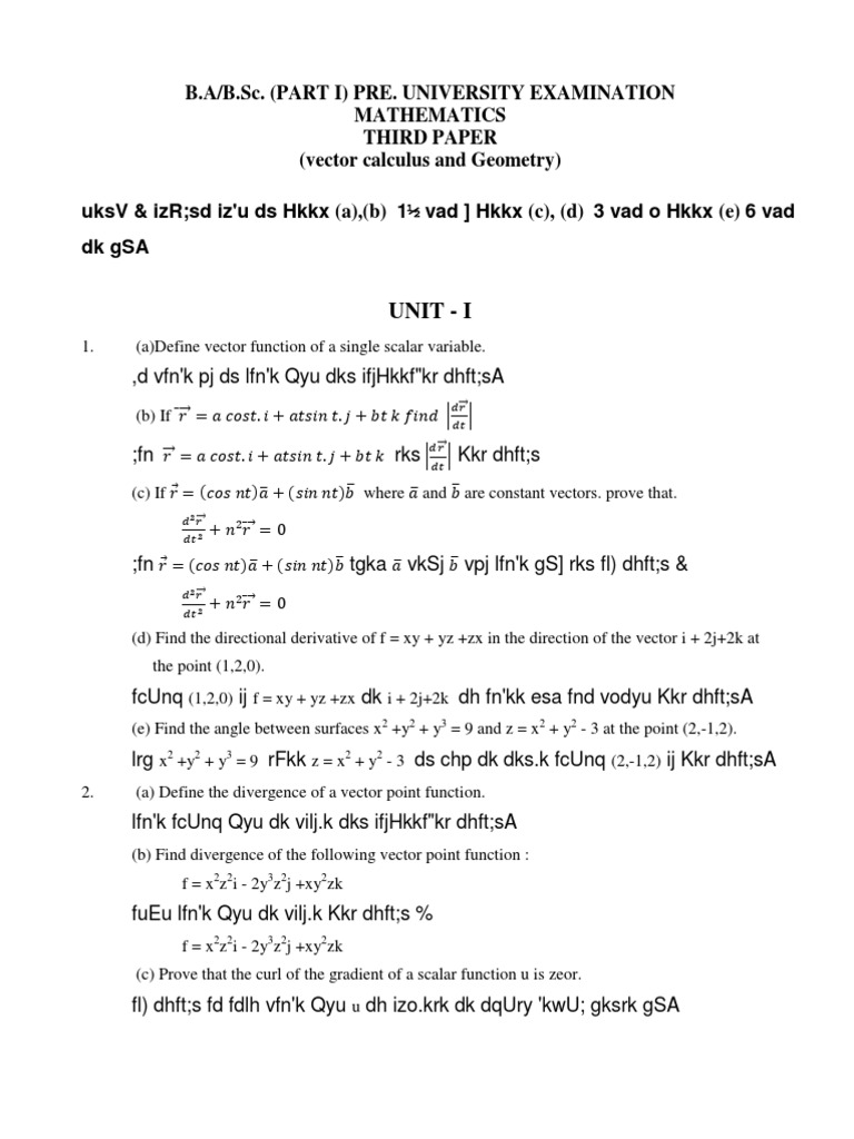 I Year B.SC Paper | PDF | Matrix (Mathematics) | Functions And Mappings