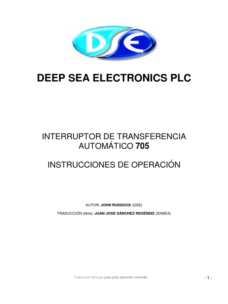 Dse705 Manual | PDF | Generador eléctrico | Arranque
