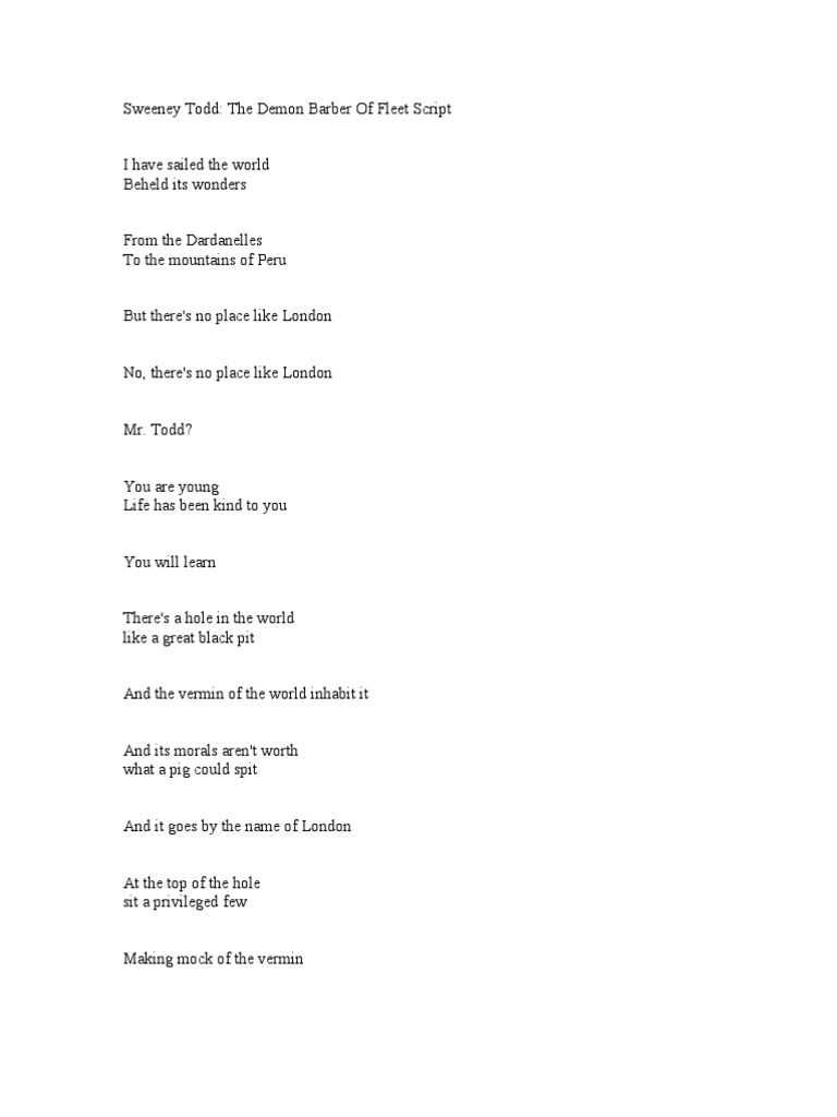 Sweeney Todd - Script | PDF
