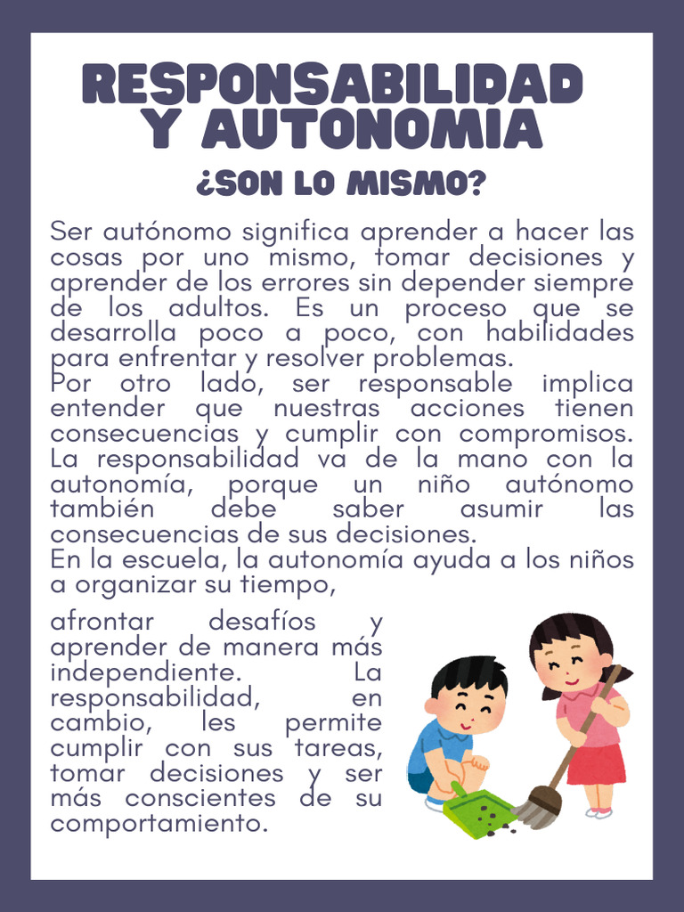 Autonomía y responsabilidad en niños | PDF | Aprendizaje | Autonomía