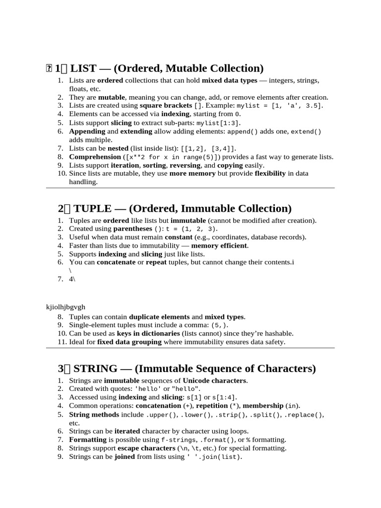Python Data Structures Overview | PDF | String (Computer Science) | Computer Programming
