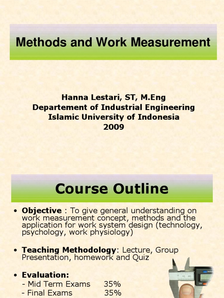 Lecture 1 Introduction Methods of Work Measurement 13 Feb | PDF ...