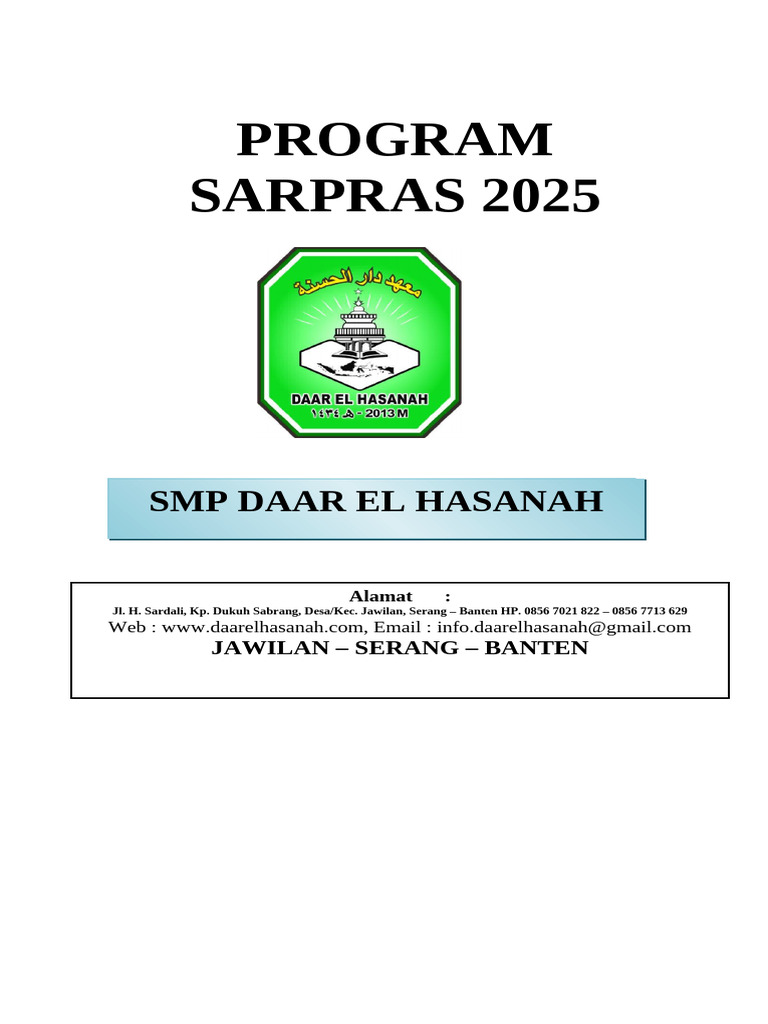 Program Sarpras SMP Daar El Hasanah 2025 | PDF