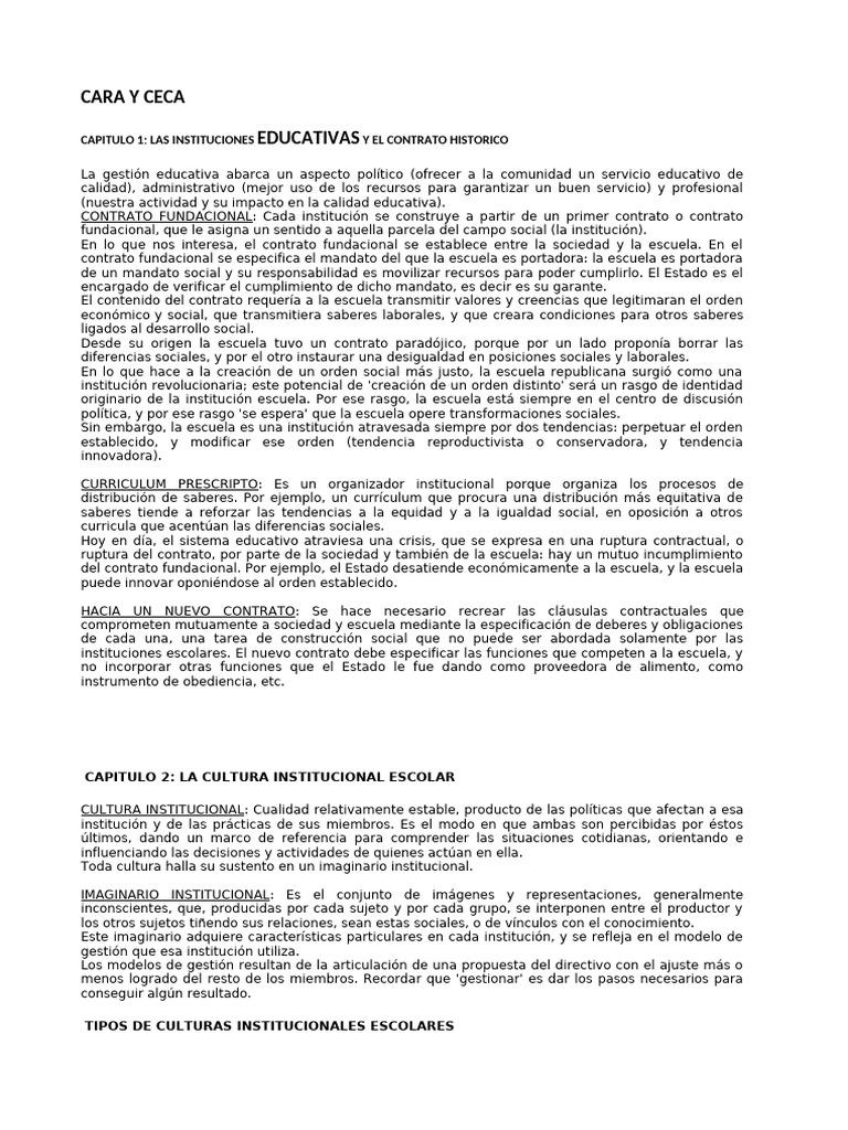 FRIGERIO Resumen Cara y Seca | PDF | Institución | Plan de estudios