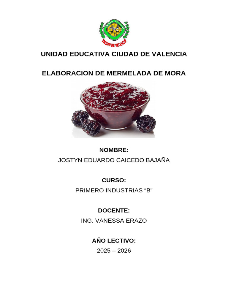 Jostyn Eduardo Caicedo Bajaña | PDF | Mora | Fruta