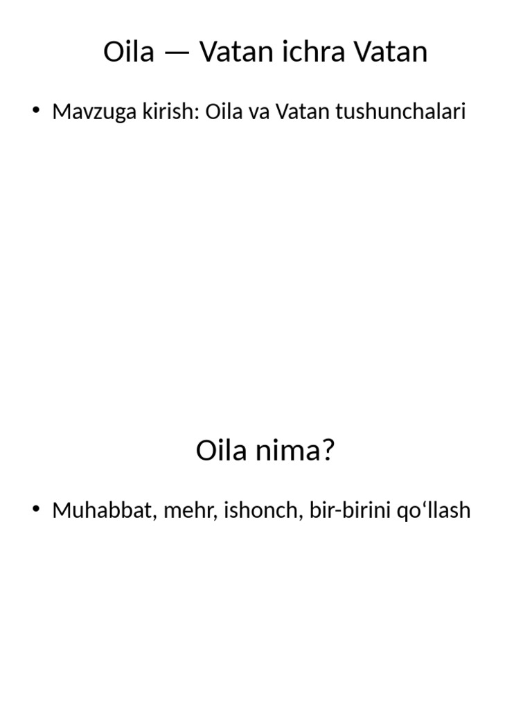 Oila Vatan Ichra Vatan | PDF