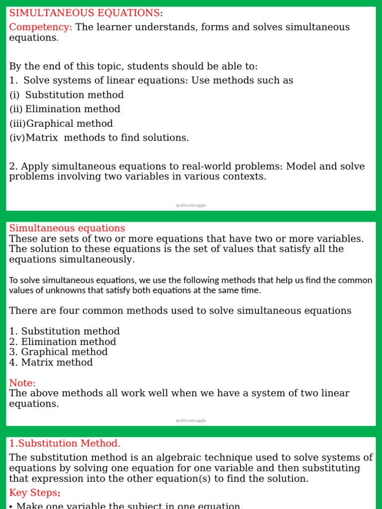10.simulataneous Equations | PDF | Equations | Matrix (Mathematics)