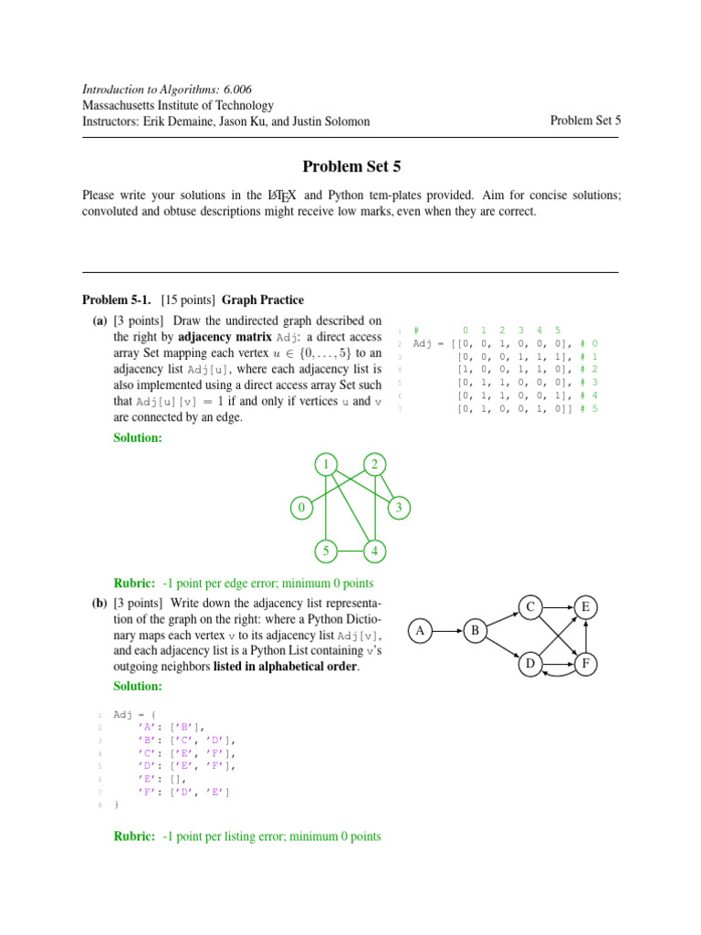 MIT6 006S20 ps5 Solutions | PDF | Vertex (Graph Theory) | Combinatorics