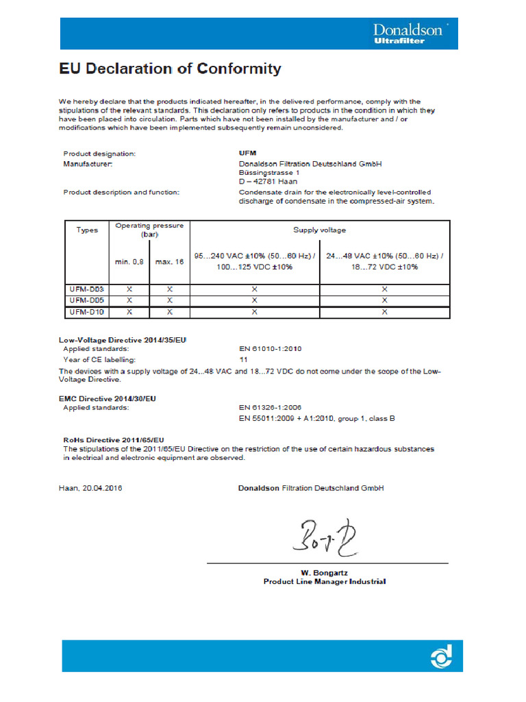 Compliance Declaration UFM - D | PDF
