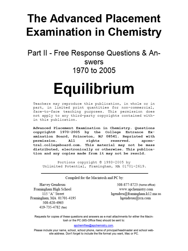 AP Frq Equilibrium | PDF | Chemical Equilibrium | Solubility