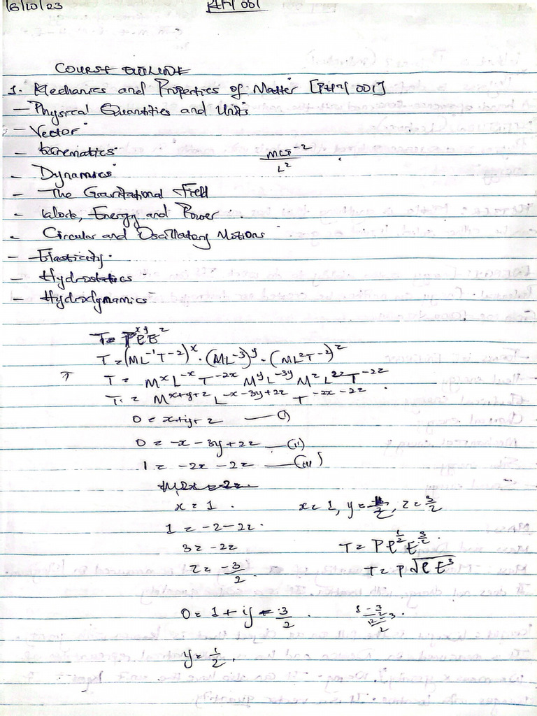 Physics 001 Note | PDF