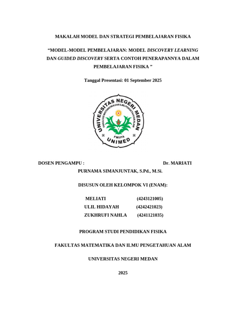 Makalah Model-Model Pembelajaran Model Discovery Learning Dan Guided ...