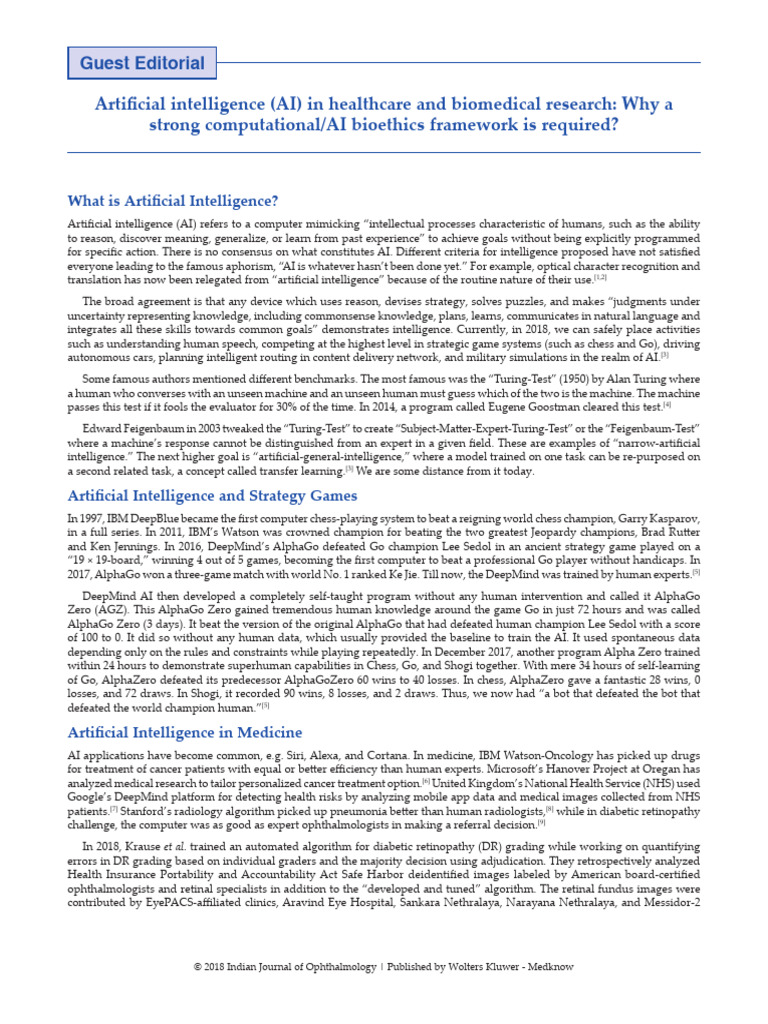 Artificial Intelligence (AI) in Healthcare and Biomedical Research ...