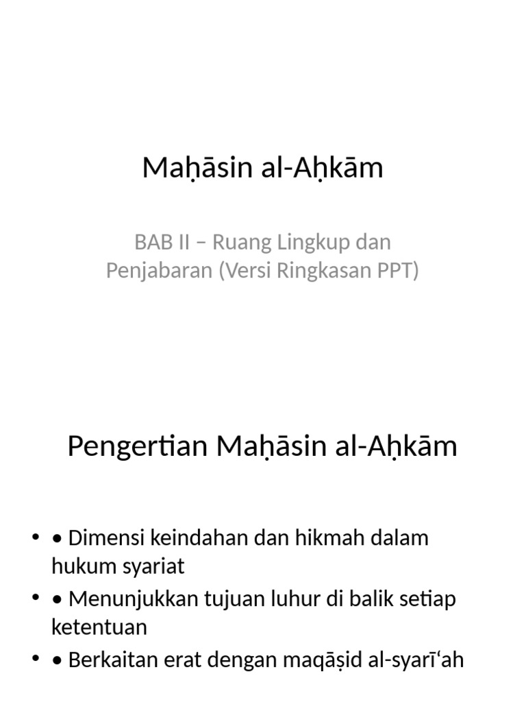 Mahasin_al_Ahkam_Presentation | PDF