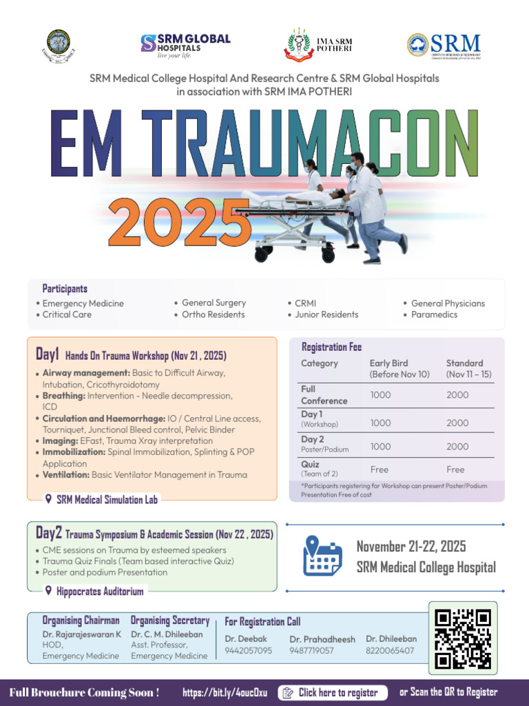 SRM Traumacon 2025 Flyer | PDF | Major Trauma | Clinical Medicine