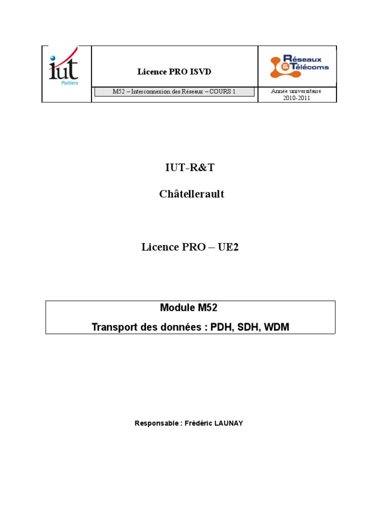 Réseaux Télécom: PDH et SDH | PDF | Multiplexage | Fibre optique