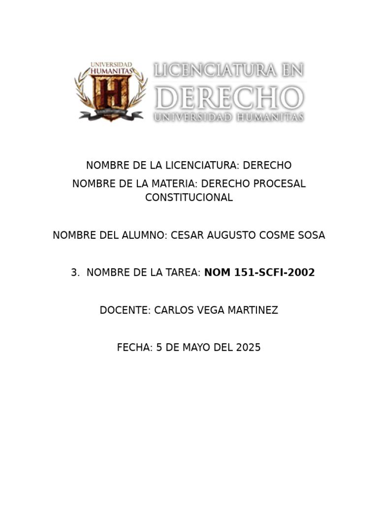 Actividad 4. Nom 151-Scfi-2002. Cesar Cosme | PDF