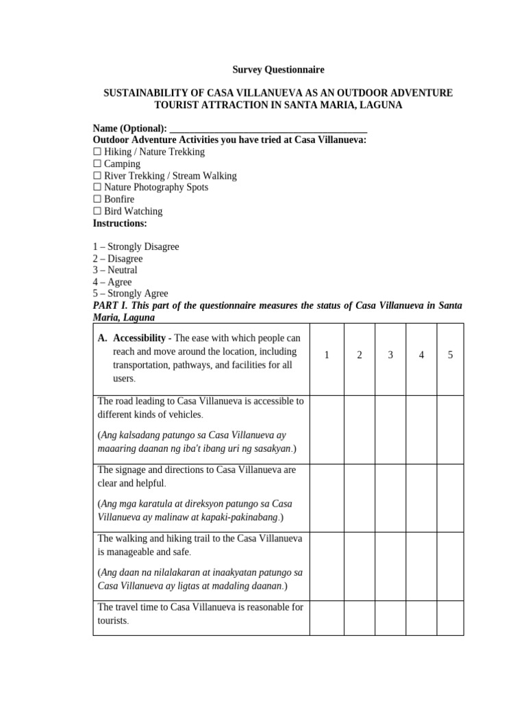 Survey Questionnaire | PDF