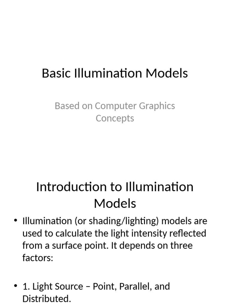 Basic Illumination Models Presentation | PDF