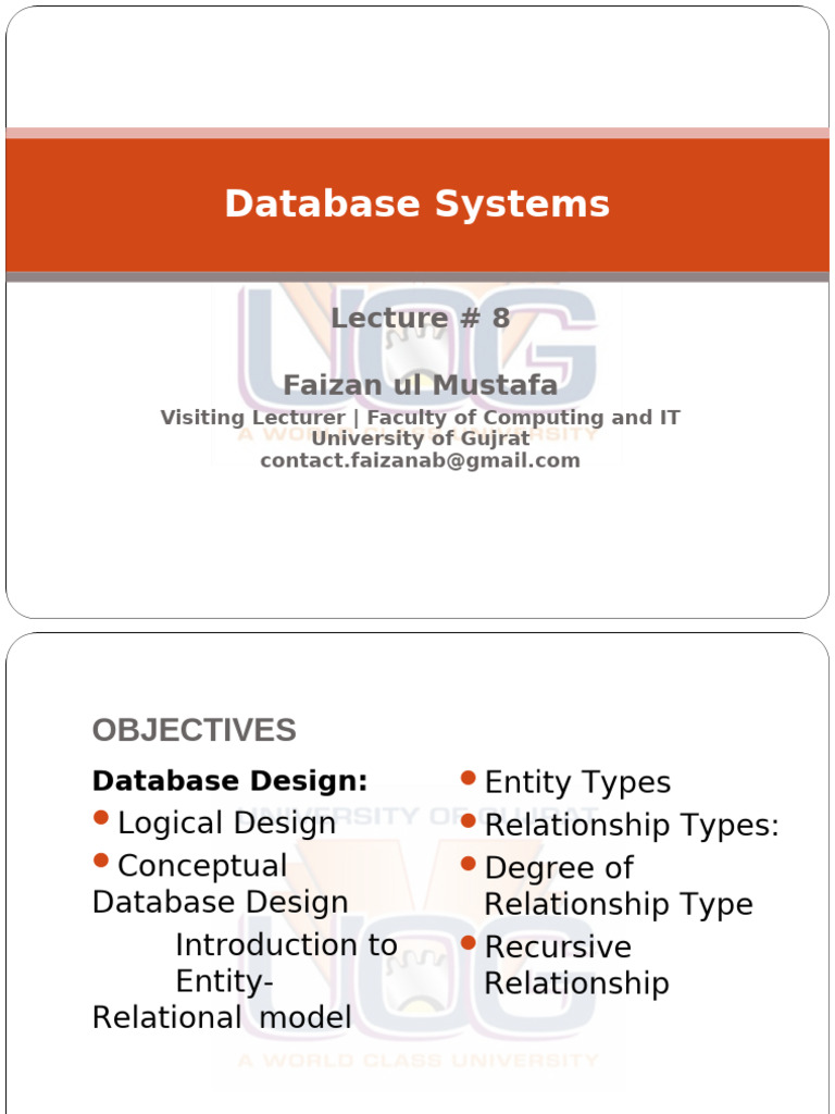 Lecture # 8 Database Design | PDF | Database Design | Conceptual Model