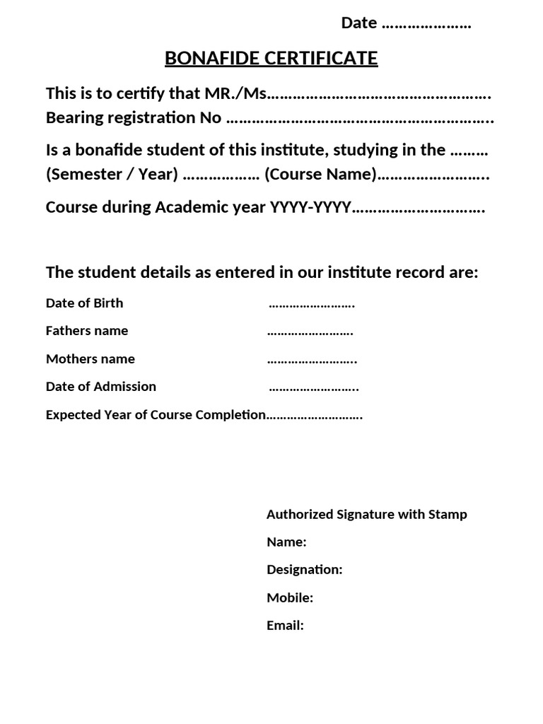 Bonafide Certificate | PDF