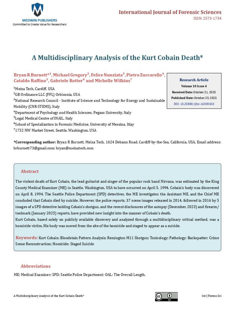 A Multidisciplinary Analysis of The Kurt Cobain Death | PDF | Shotgun ...