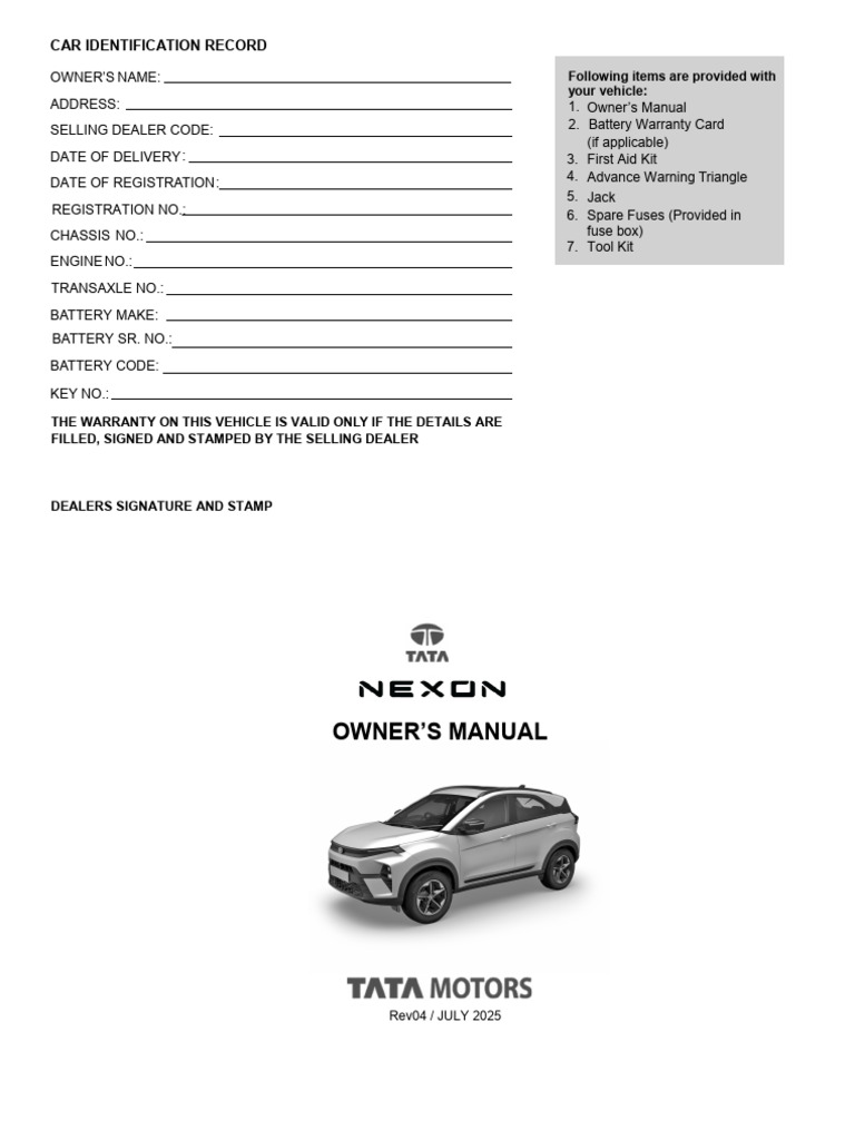 Nexon 2025 Owners Manual | PDF | Airbag | Seat Belt