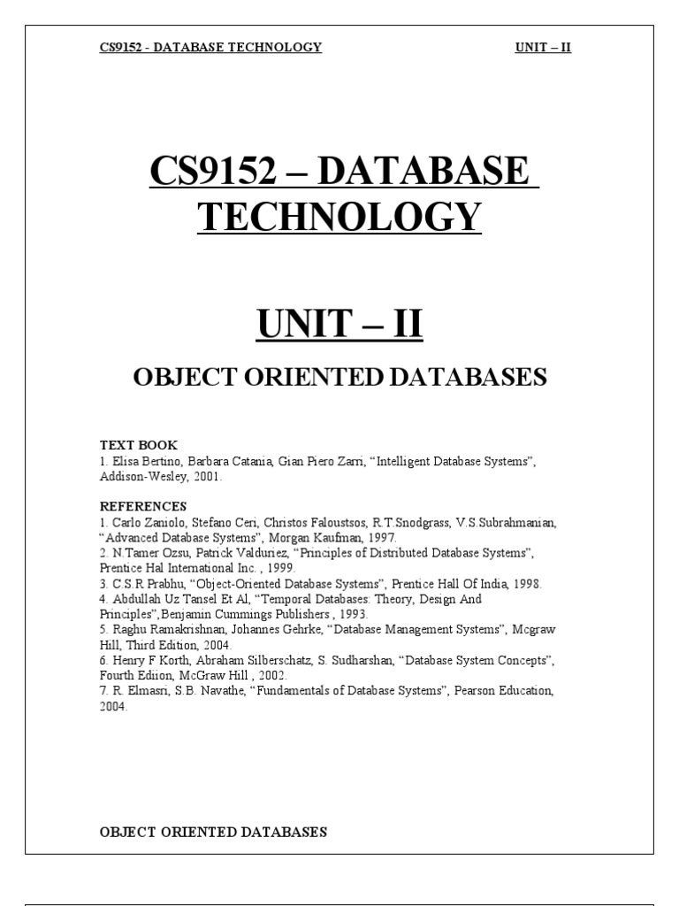Object-Oriented Databases Guide | PDF