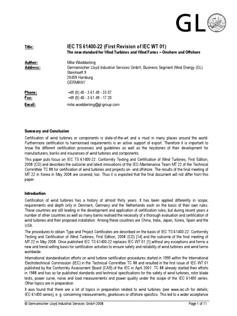 IEC_TS_61400-22 | PDF | Wind Power | Wind Turbine