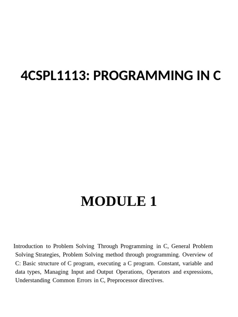 MODULE 1 | PDF | Algorithms | Computer Programming