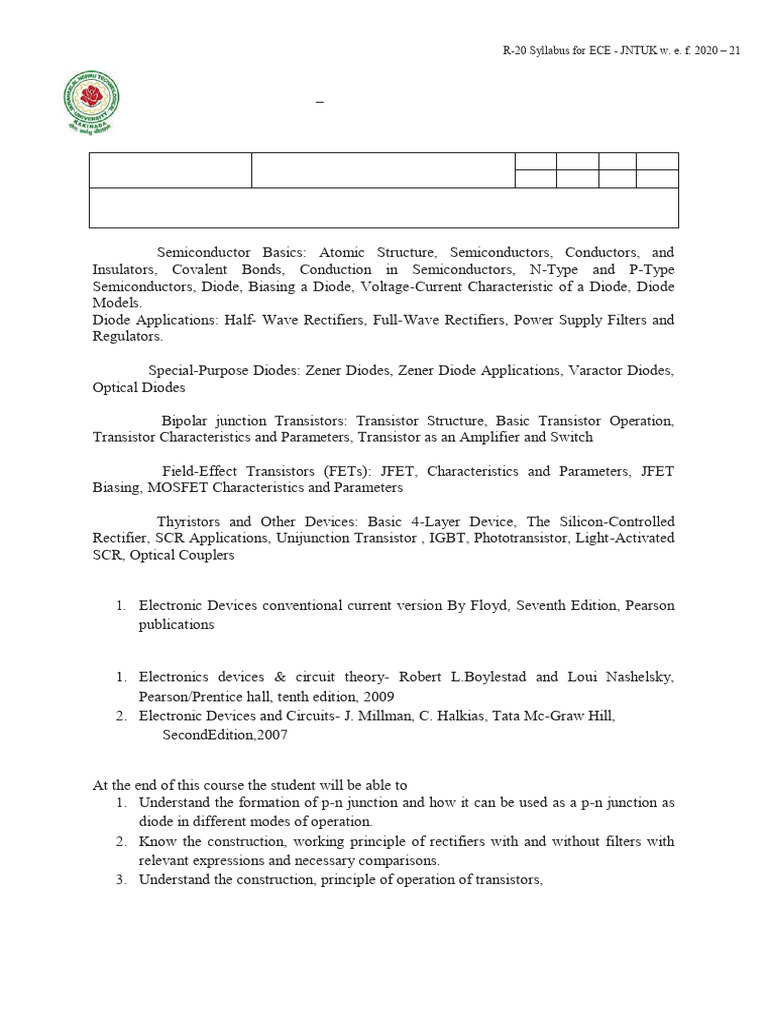 Basic Electronics Syllabus | PDF