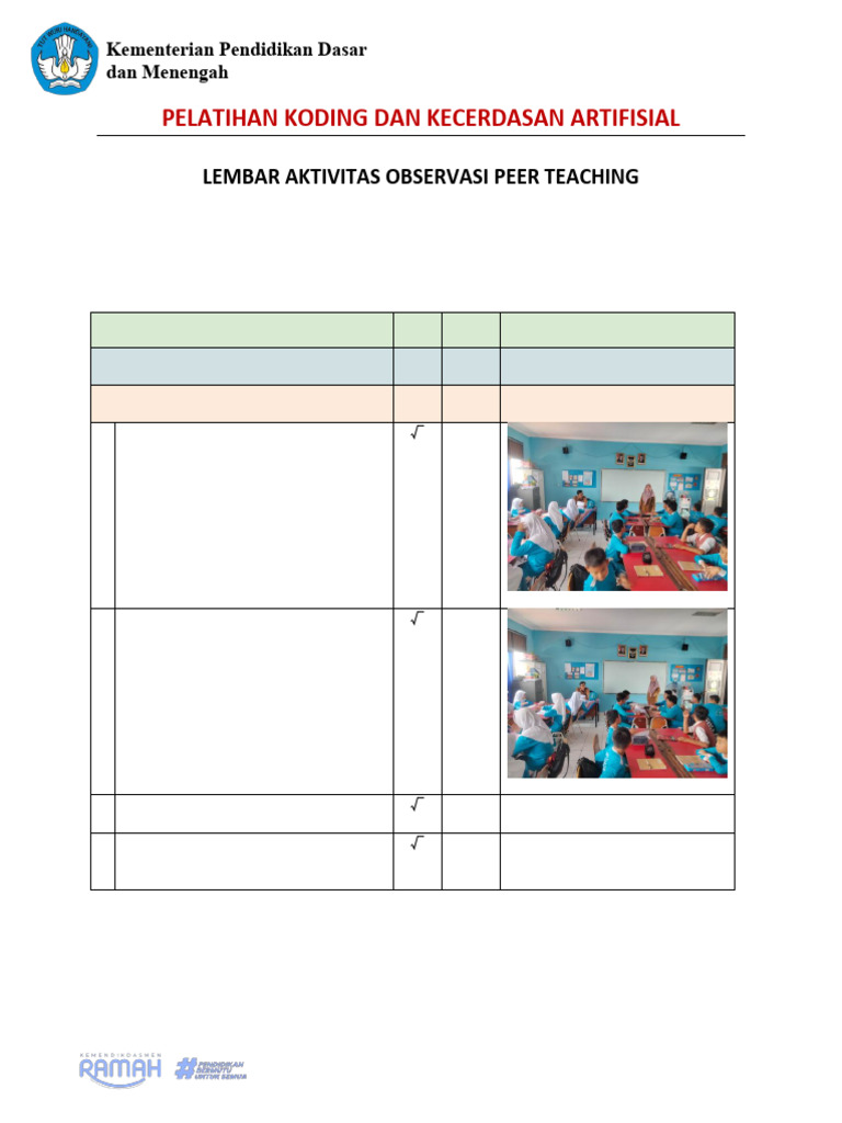 Observasi Peer Teaching Koding AI | PDF