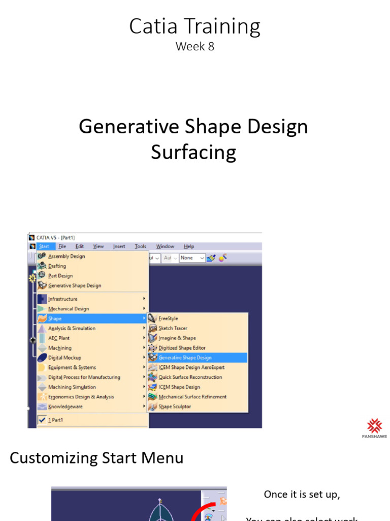 Catia Week 8: Generative Shape Design | PDF | Extrusion | Geometry