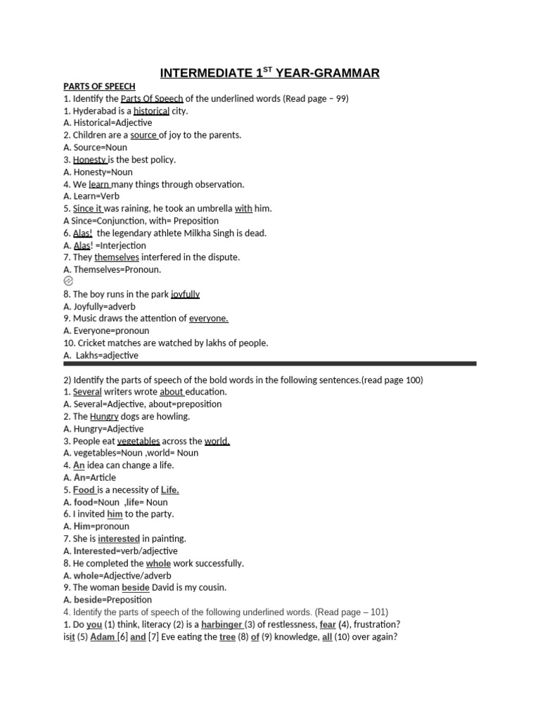 Parts of Speech and Prepositions Guide | PDF | Part Of Speech | Syllable