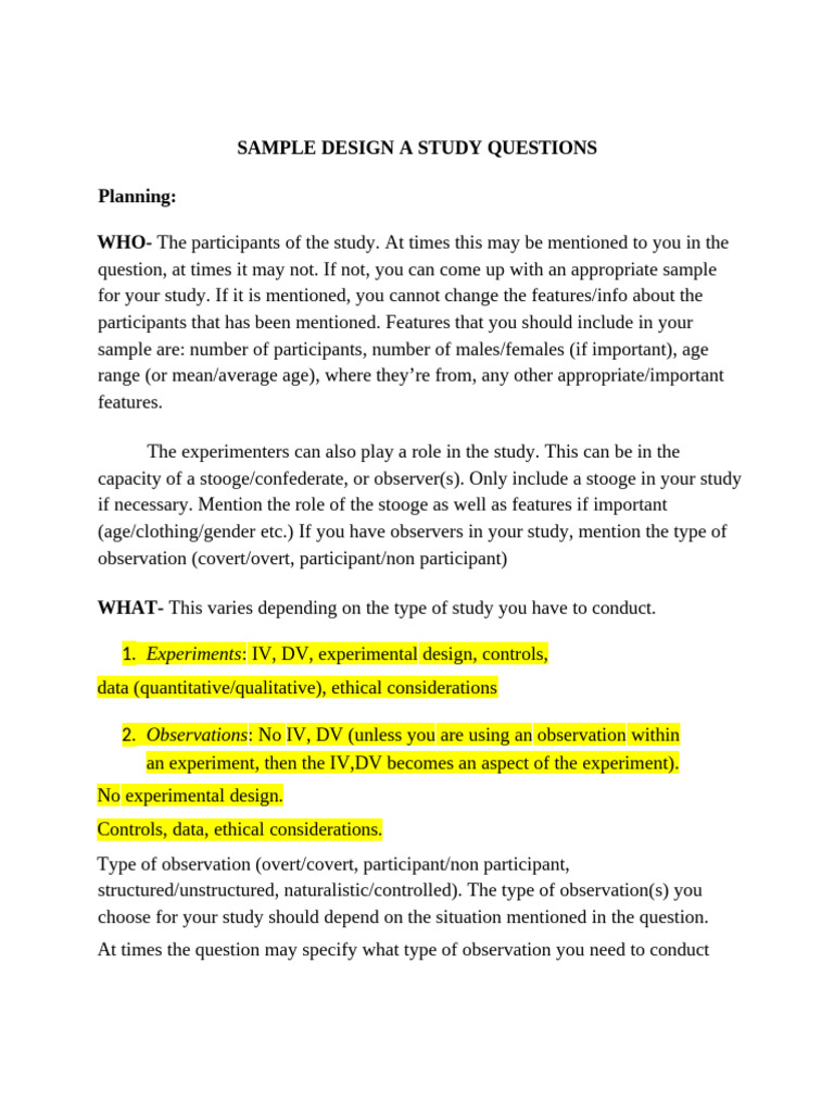 Design a Study Format | PDF | Self Report Study | Validity (Statistics)