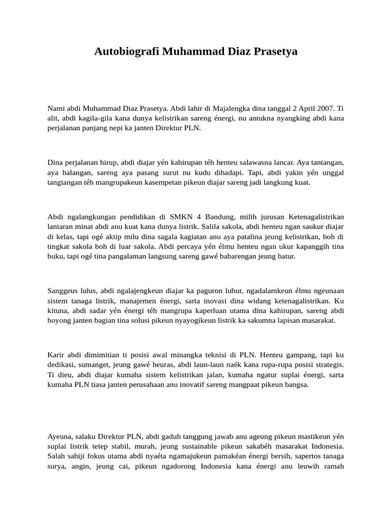 Autobiografi M.diaz Prasetya | PDF