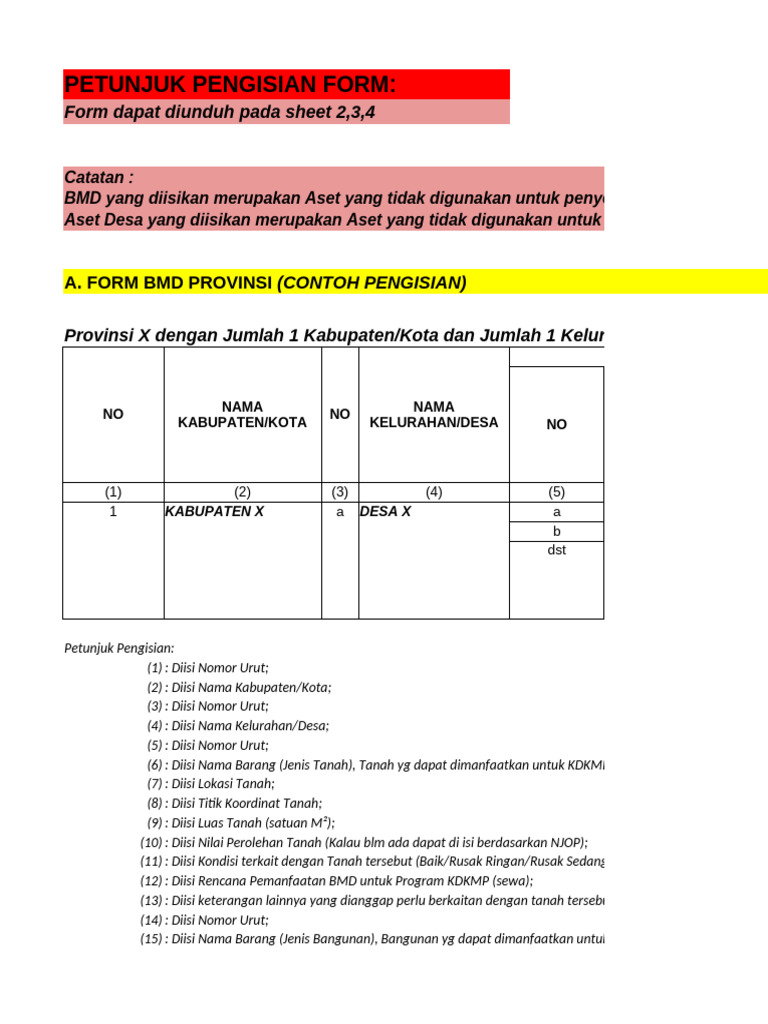 Format Laporan Pemanfaatan BMD Dan Aset Desa Untuk Kdkmp-Silago | PDF