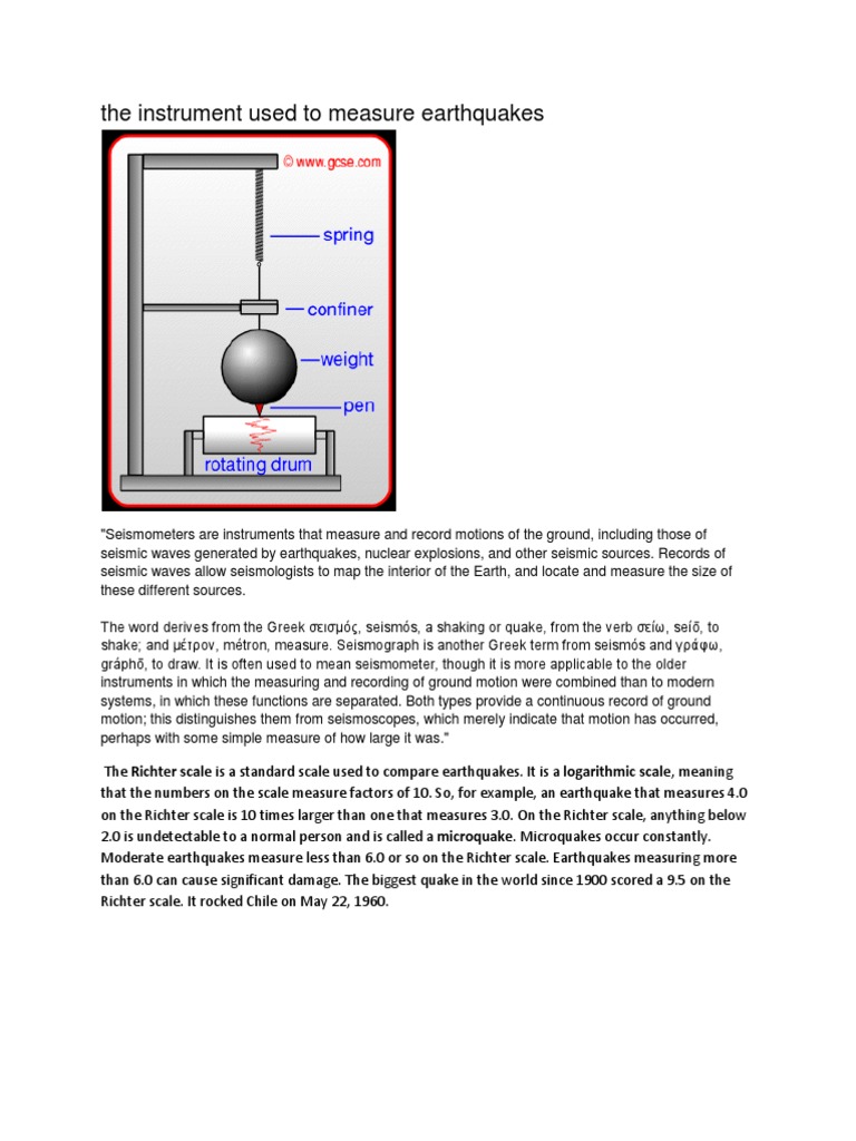 The Instrument Used To Measure Earthquakes | PDF | Earthquakes ...
