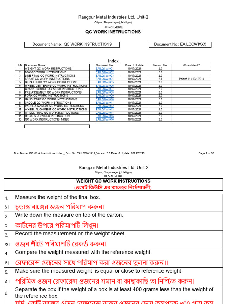 Point Wise Sop Assembly QC | PDF