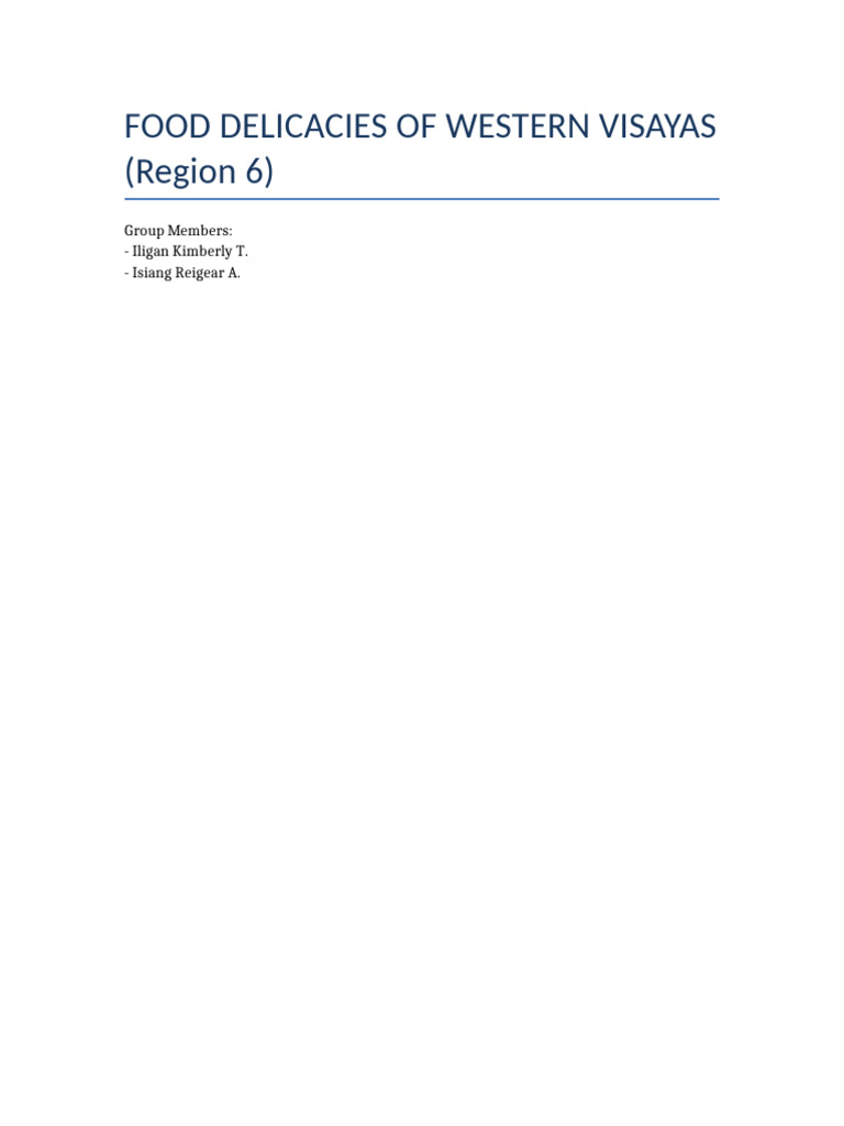 Western Visayas Food Delicacies | PDF