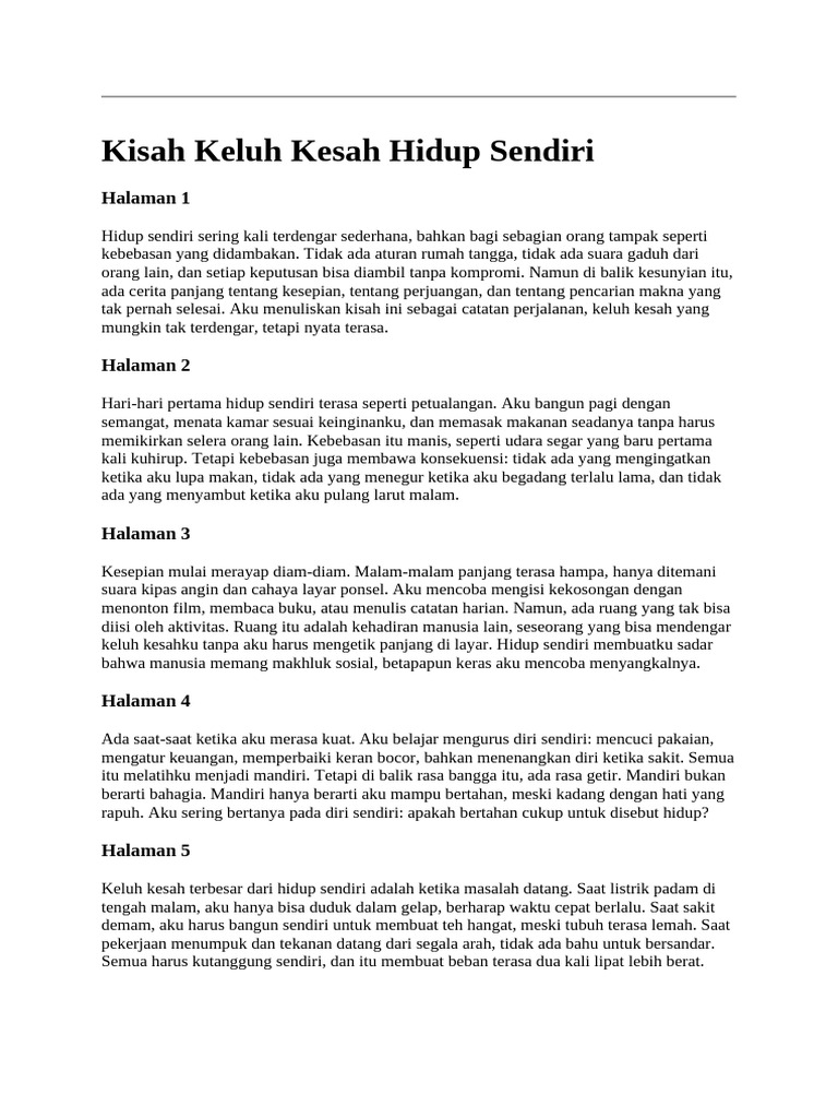 Keluh Kesah Hidup Sendiri | PDF