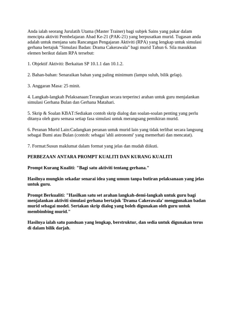 Prompet Ai Modul Sains | PDF