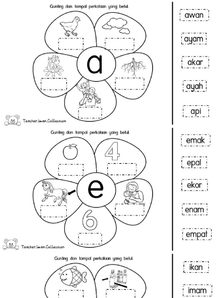Lembaran Kerja Huruf Vokal | PDF