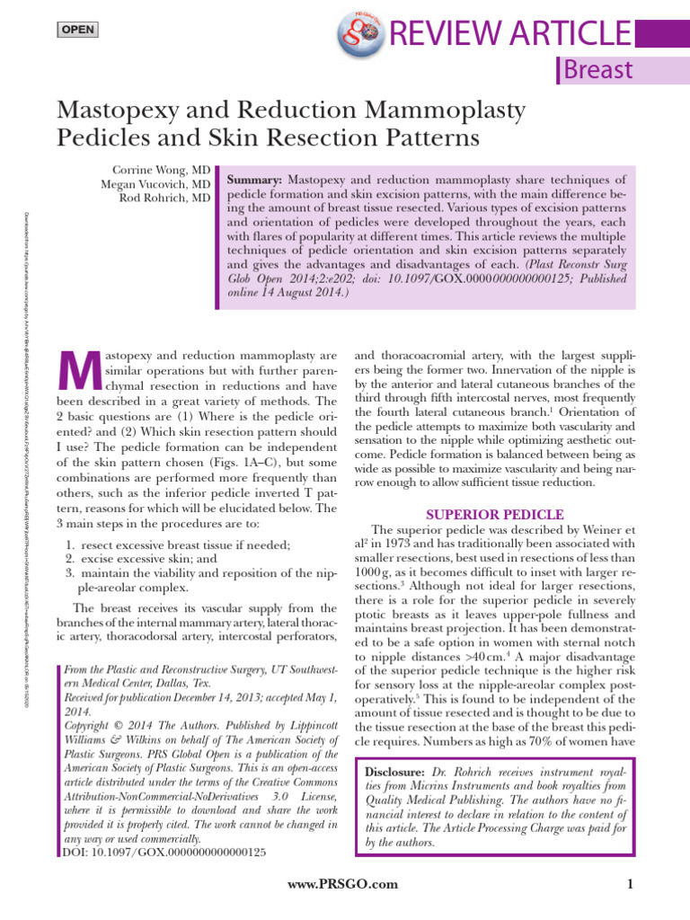 Mastopexy and Reduction Mammoplasty Pedicles And.1 | PDF | Plastic ...