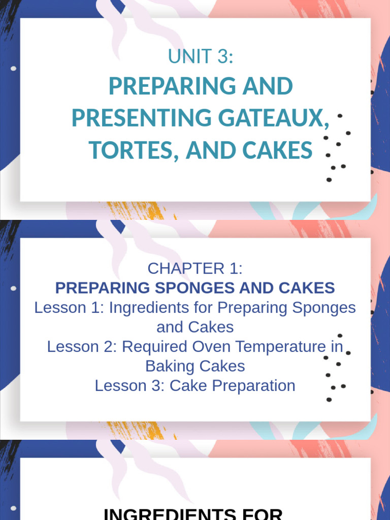 Unit 3 Gateaux, Tortes and Cakes | PDF | Cakes | Foods