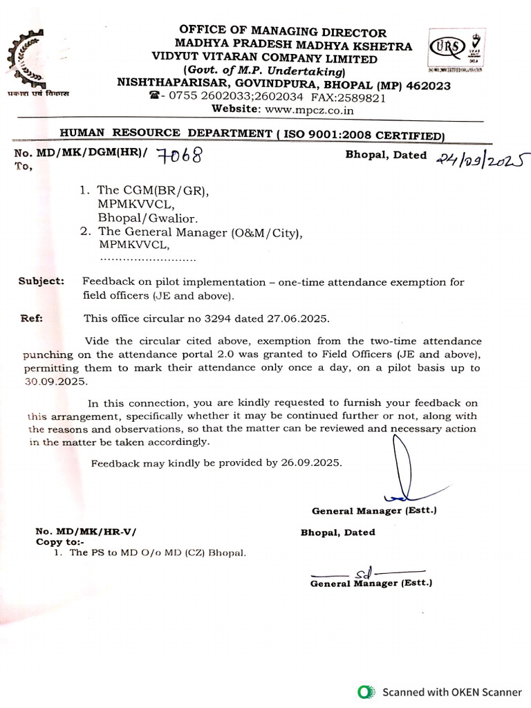 Letter To Field For Feedback On One Time Attendance | PDF